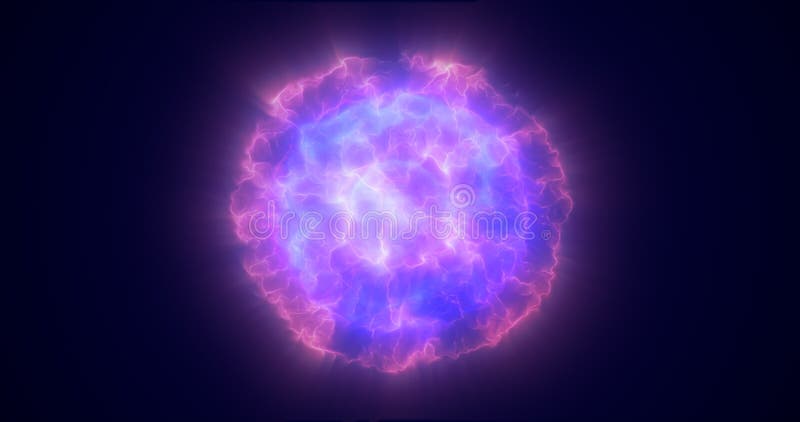 Blue Energy Glowing Sphere Futuristic Atom from Electric Magic ...