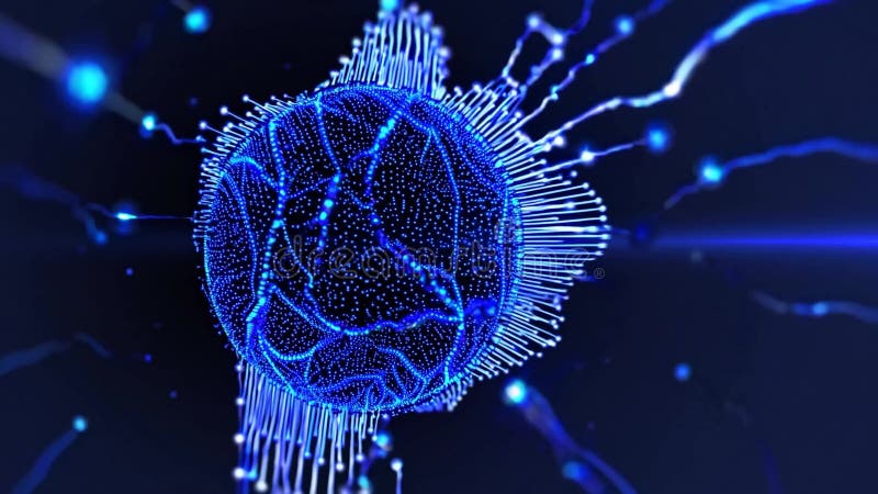 Blue Energy Sphere with Data Connecting and Transferring, Creating a ...