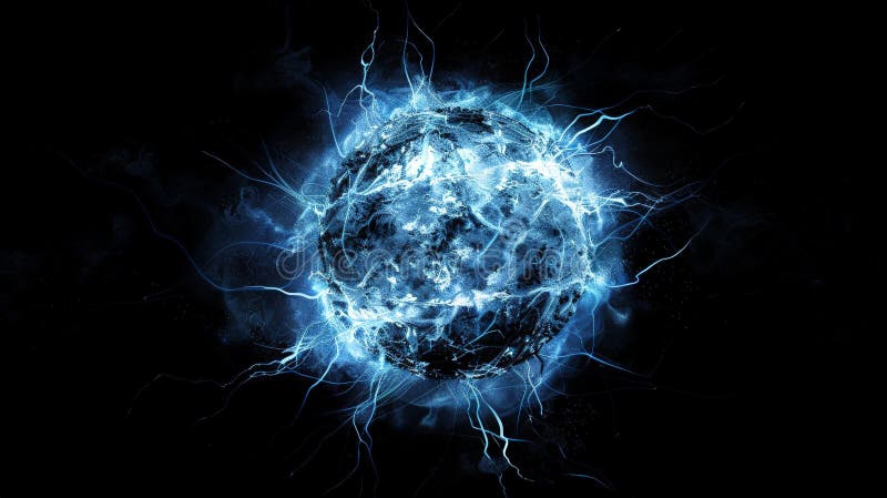 Blue Energy Sphere: Plasma Explosion Stock Photo - Image of design ...
