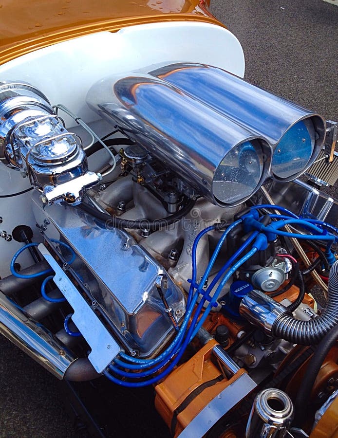 Old Blue Car Engine. Car Show, Manassas, VA. Editorial Stock Image ...