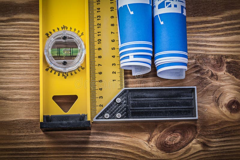 Blue Engineering Drawings Construction Level Square Ruler on Woo Stock ...