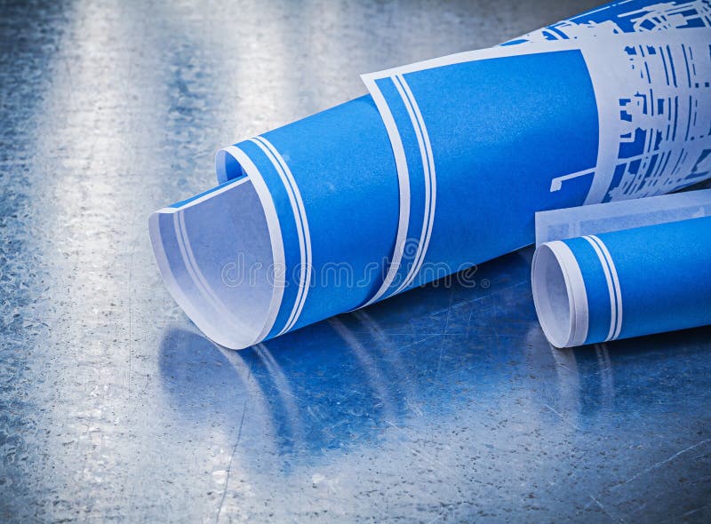 Blue Engineering Drawings on Metallic Background Construction Co Stock ...