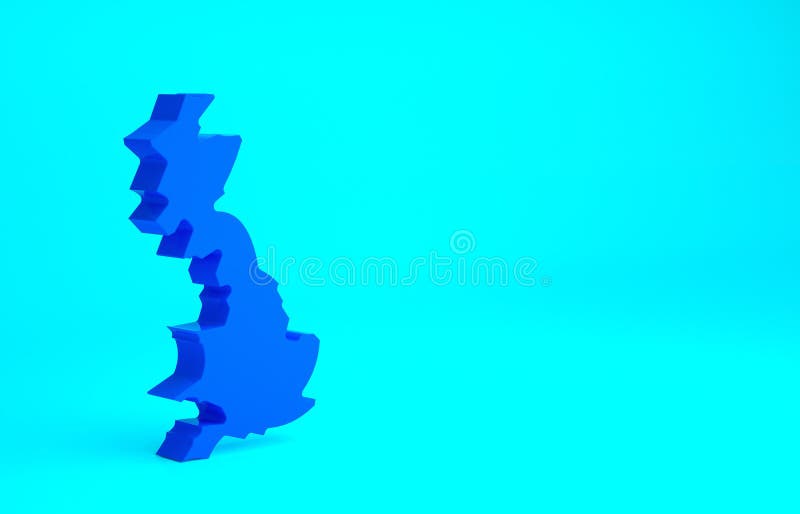 Blue England Map Icon Isolated on Blue Background. Minimalism Concept ...