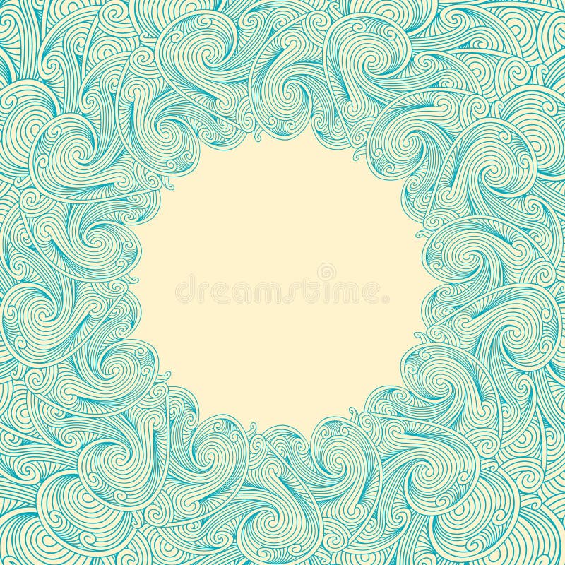 Blue engraving round frame stock vector. Illustration of blue - 48616931