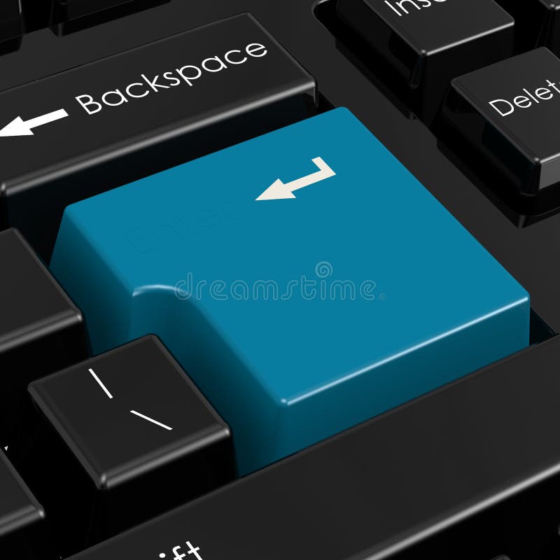 Blue Enter Button in Black Keyboard Stock Illustration - Illustration ...