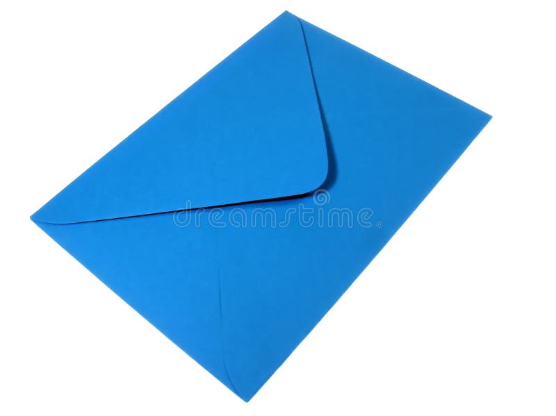 Blue Envelope with Blank Paper Sheet Included. Top View. Flat Lay ...