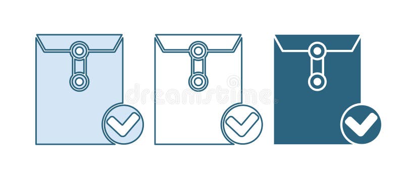 Blue Envelope and Check Mark Icon Isolated on White Background ...