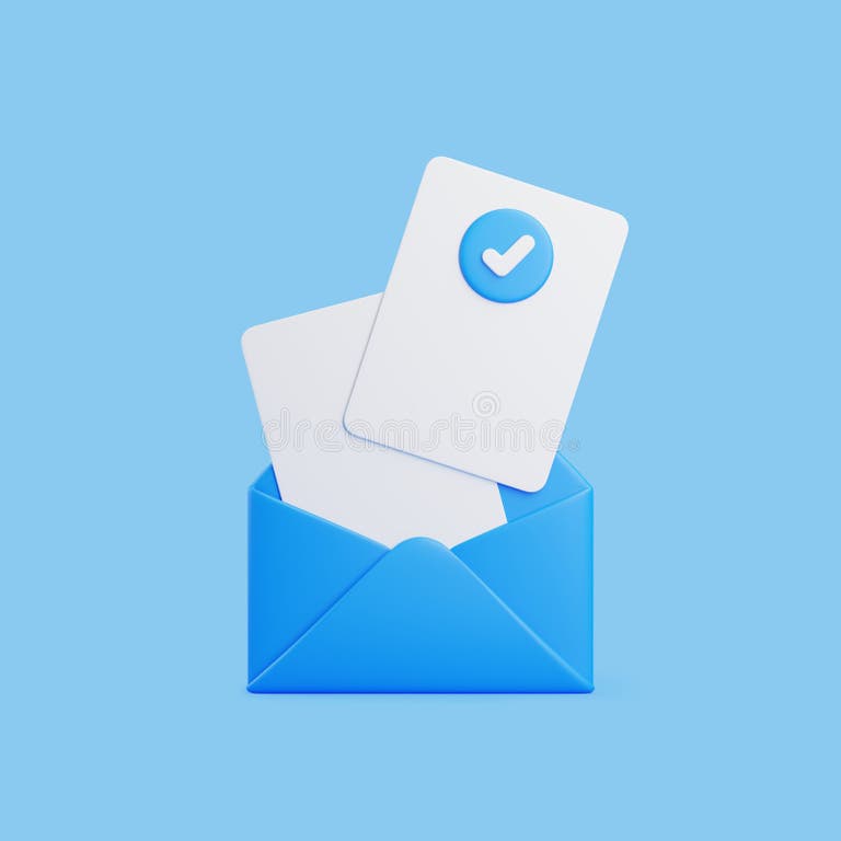 Blue Envelope with Check-marked White Card Stock Illustration ...