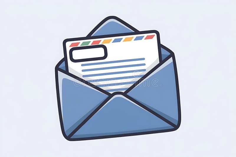 A Blue Envelope Containing a Letter Ready for Mailing Stock ...