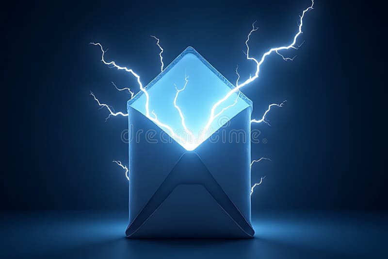 A Blue Envelope Emits Lightning, Symbolizing Powerful Communication or ...