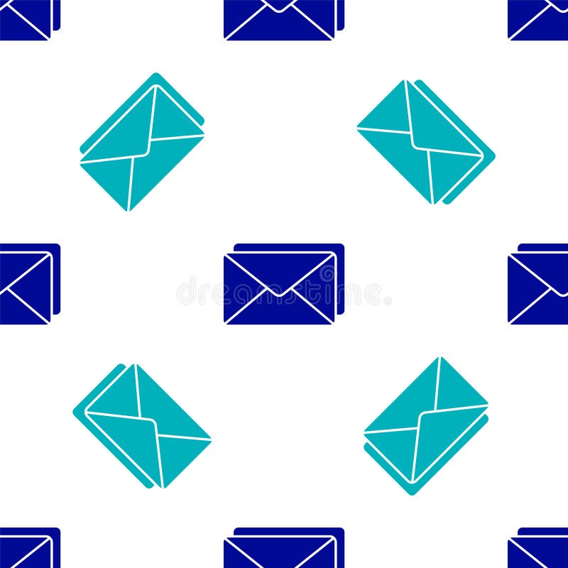 Blue Envelope Icon Isolated on Blue Background. Email Message Letter ...