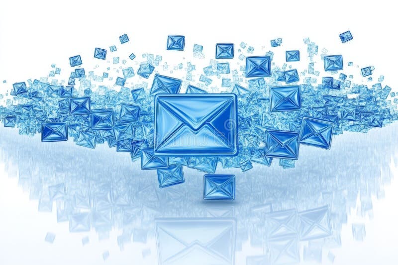 Blue Envelope Icon Surrounded by Floating Digital Icons and a Vibrant ...