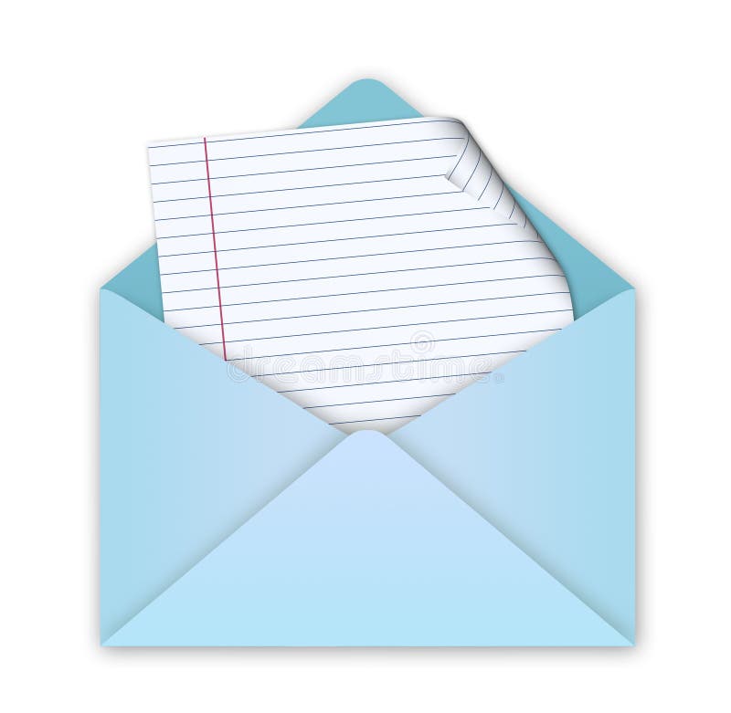 Blue Envelope with Blank Letter Stock Illustration - Illustration of ...