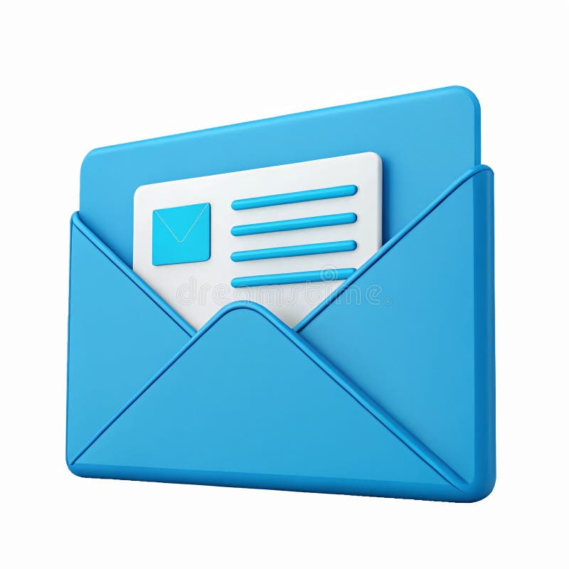 Blue Envelope with Letter Representing Communication and Messaging in ...
