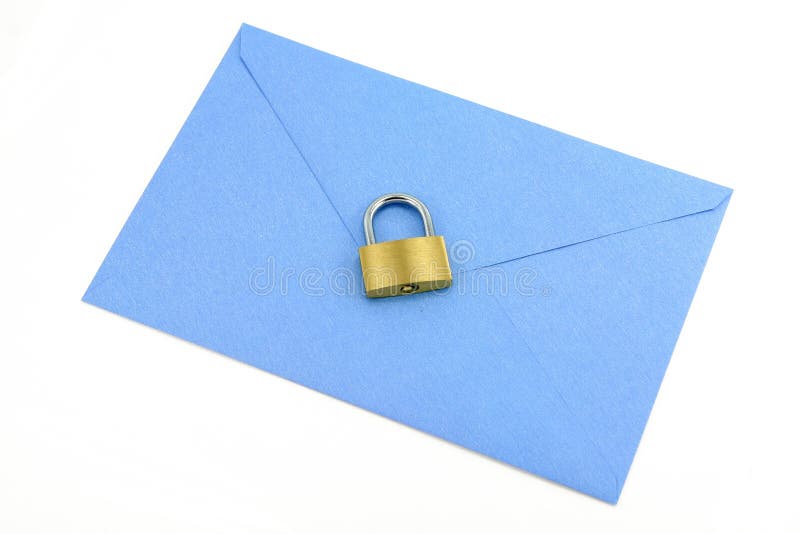 Blue envelope and lock stock image. Image of correspondence - 2002081