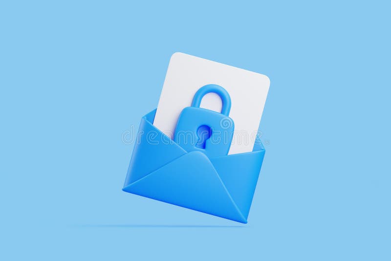 Blue Envelope with Lock Symbol for Security Stock Illustration ...