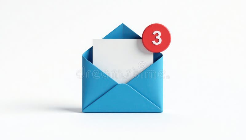 Blue Envelope with Unread Email Icon. Digital Graphic of Email Message ...
