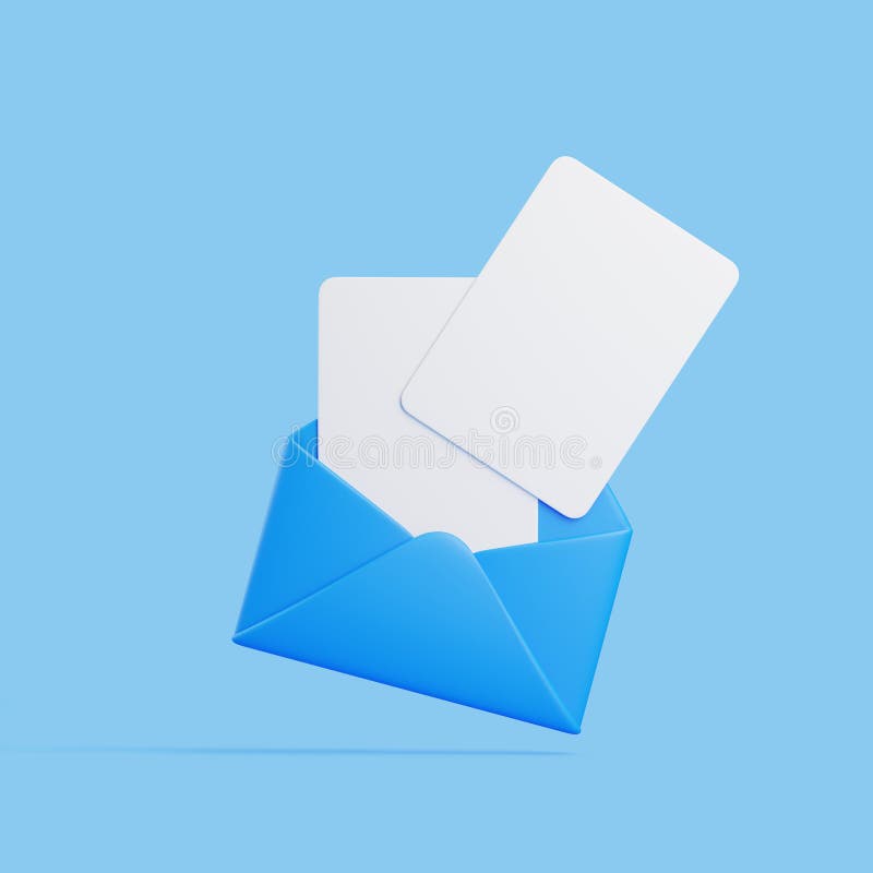 Blue Envelope with White Blank Cards Stock Illustration - Illustration ...