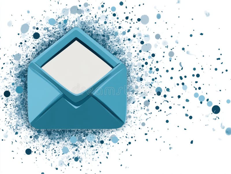 A Blue Envelope with a White Label Sits on a White Background Stock ...