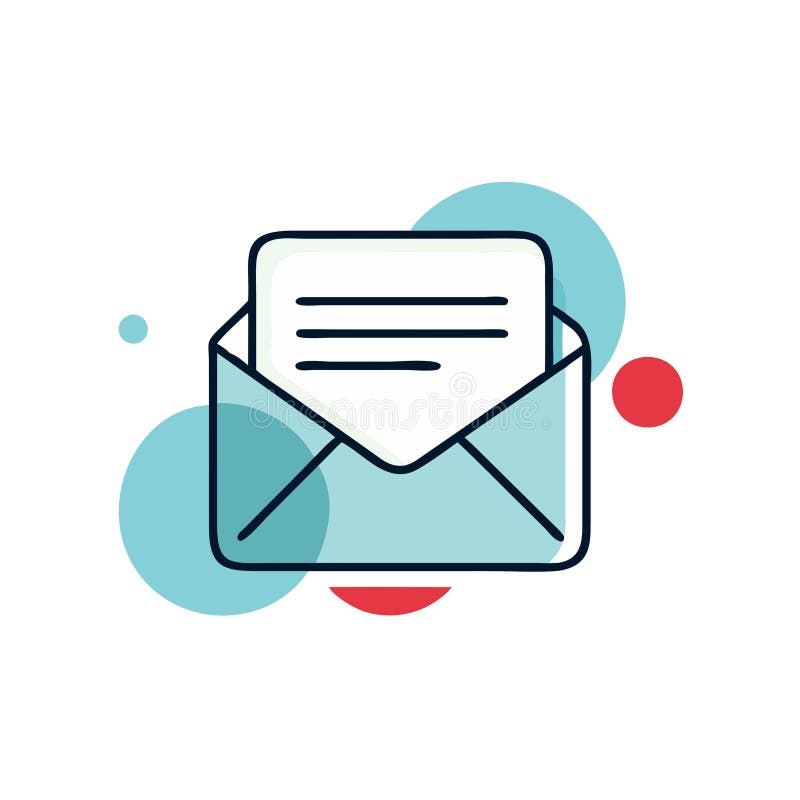 A Blue Envelope with a White Lettering and Red Circles Stock ...