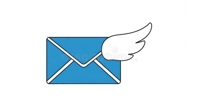 Blue Envelope with Wing Symbolizing Fast Communication and Delivery ...