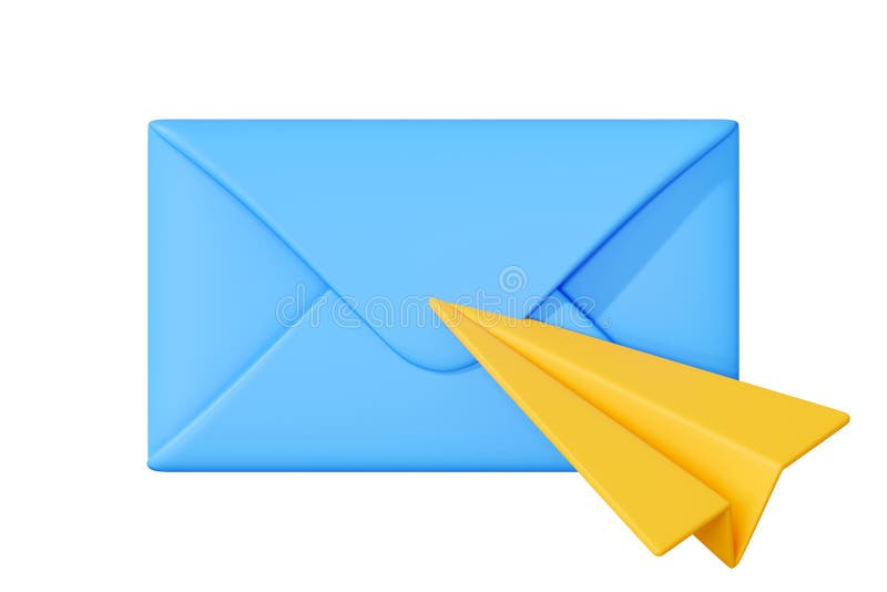 Blue Envelope with Yellow Paper Plane Illustration Stock Illustration ...