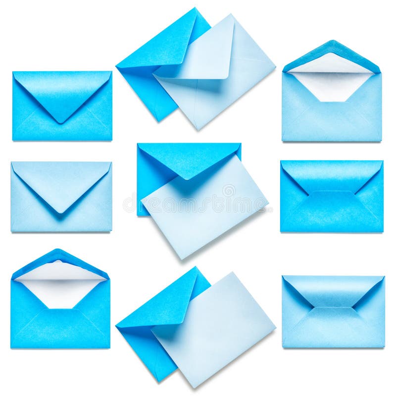 Blue envelopes stock image. Image of message, group, paper - 38853811