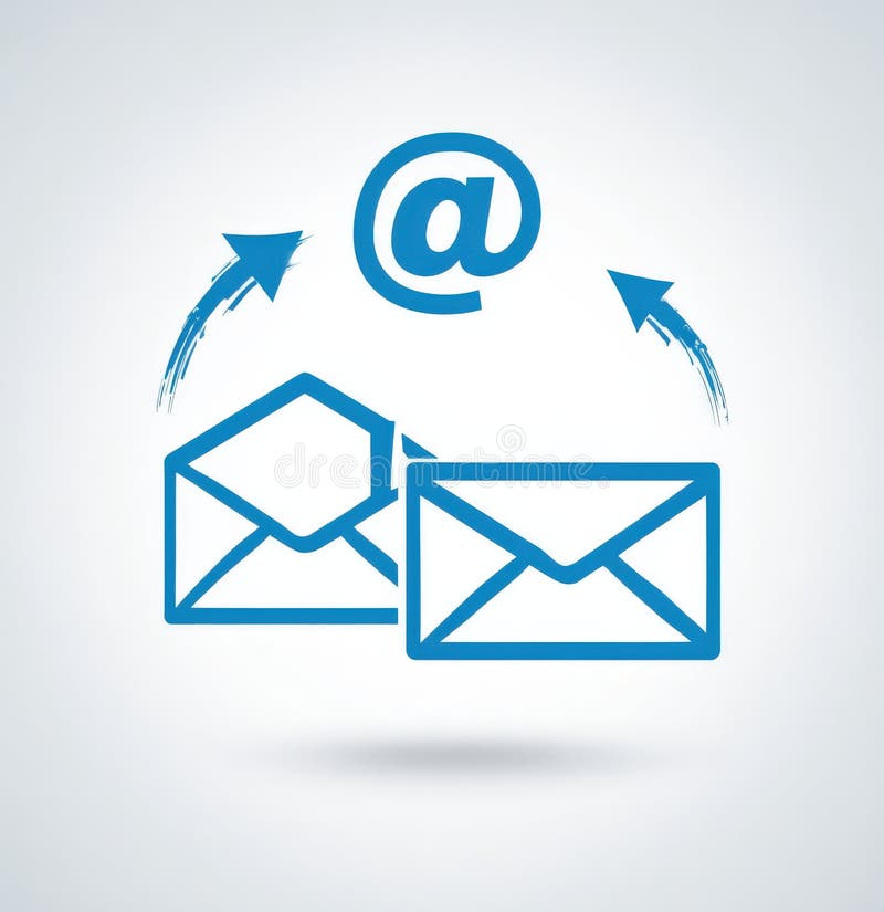 Blue Envelopes with Email Messages Emerging from Them Stock Photo ...