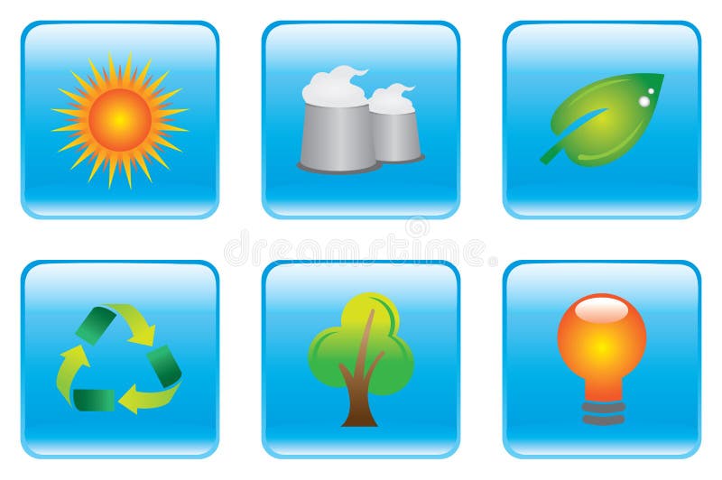 Blue Environmental Conservation Icon Set Stock Vector - Illustration of ...