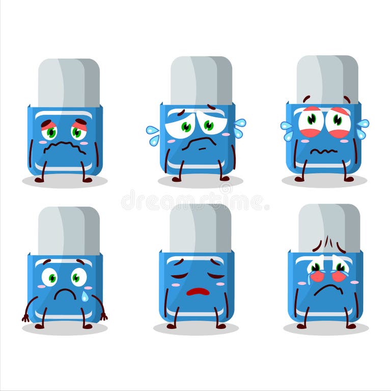 Blue Eraser Cartoon Character with Sad Expression Stock Vector ...