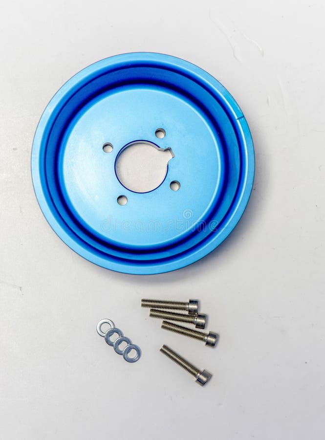 Blue Ergal Flange for Internal Combustion Engine on White Background ...