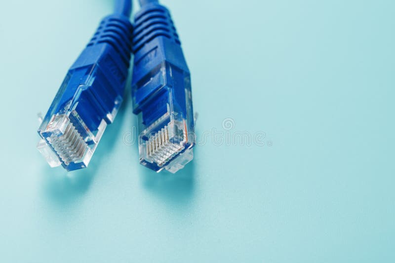 Blue Ethernet Cable Cord Patch Cord on a Blue Background with Free ...