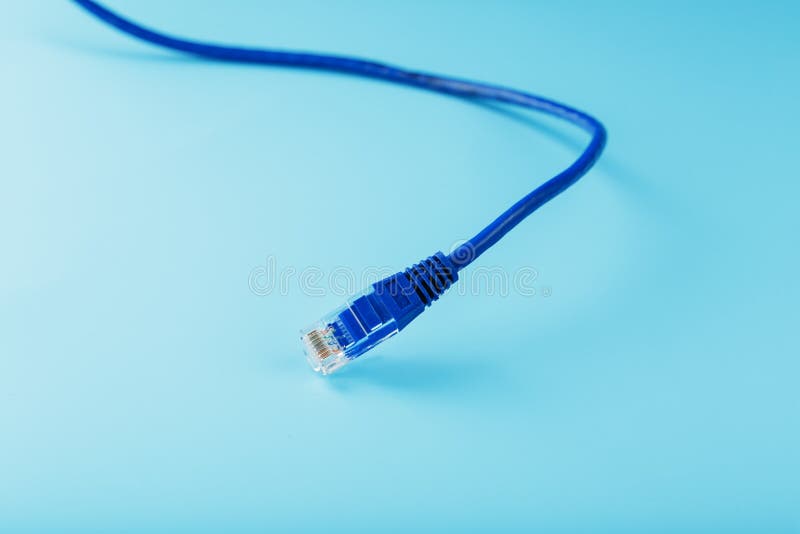 Blue Ethernet Cable Cord Patch Cord on a Blue Background with Free ...