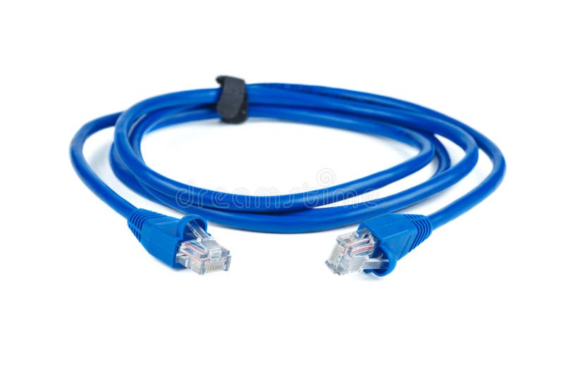 Blue Ethernet Copper, RJ45 Patchcord Isolated Stock Image - Image of ...