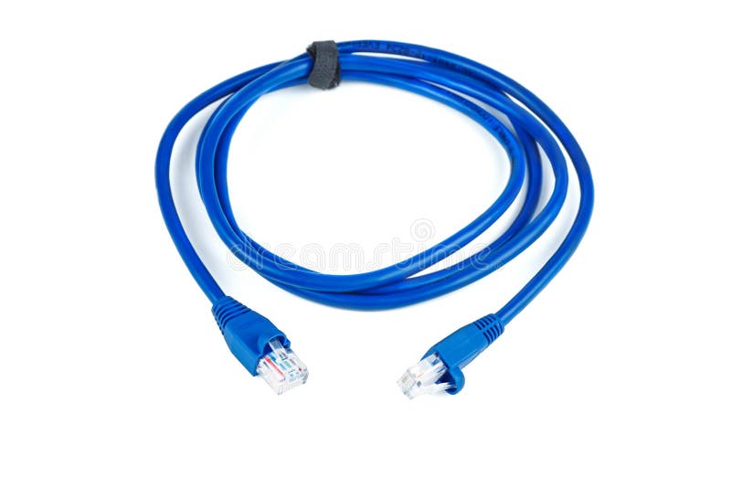 Blue Ethernet Copper, RJ45 Patchcord Isolated Stock Image - Image of ...