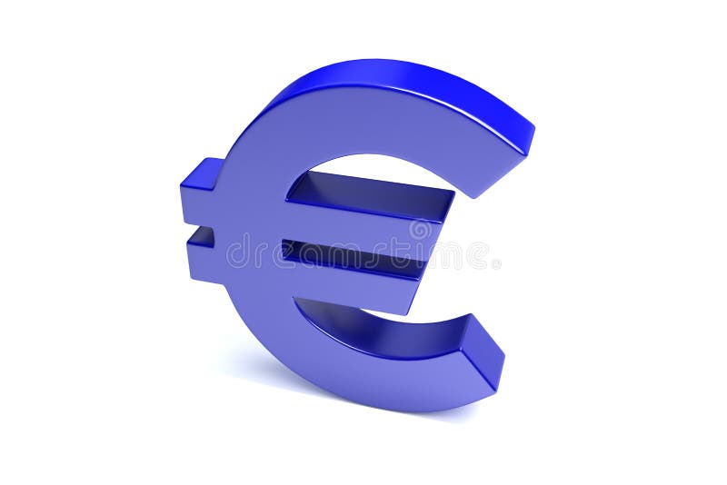 Blue Euro Icon 3d Render on White Stock Illustration - Illustration of ...
