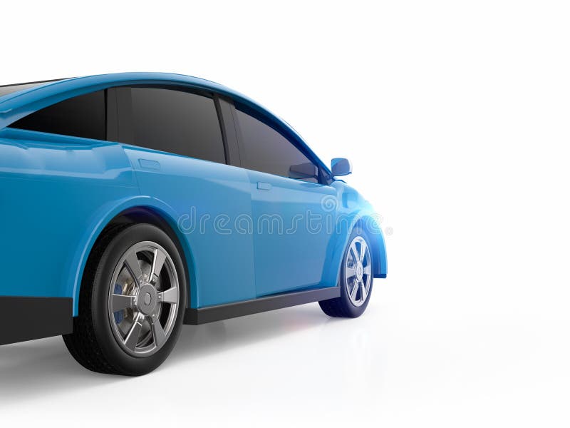 Blue Ev Car or Electric Vehicle on White Background Stock Illustration ...