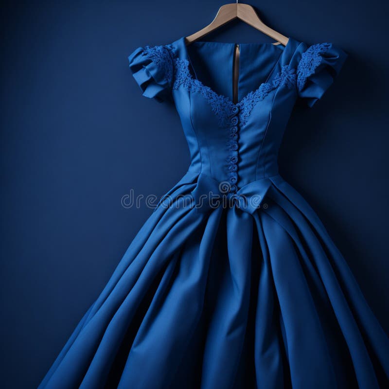 Blue Evening Dress on the Rack. Stock Illustration - Illustration of ...