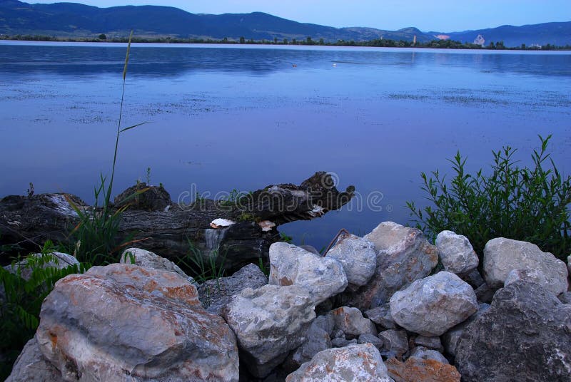Blue evening riverbank stock image. Image of serbia, rocks - 26577977