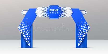 Blue Event Arch, Realistic 3d Exhibition Entrance Stock Vector ...