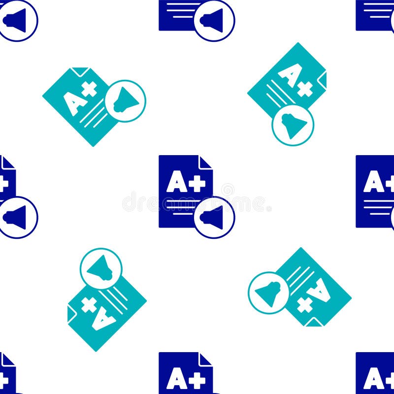 Blue Exam Sheet with Check Mark Icon Isolated on Blue Background. Test ...