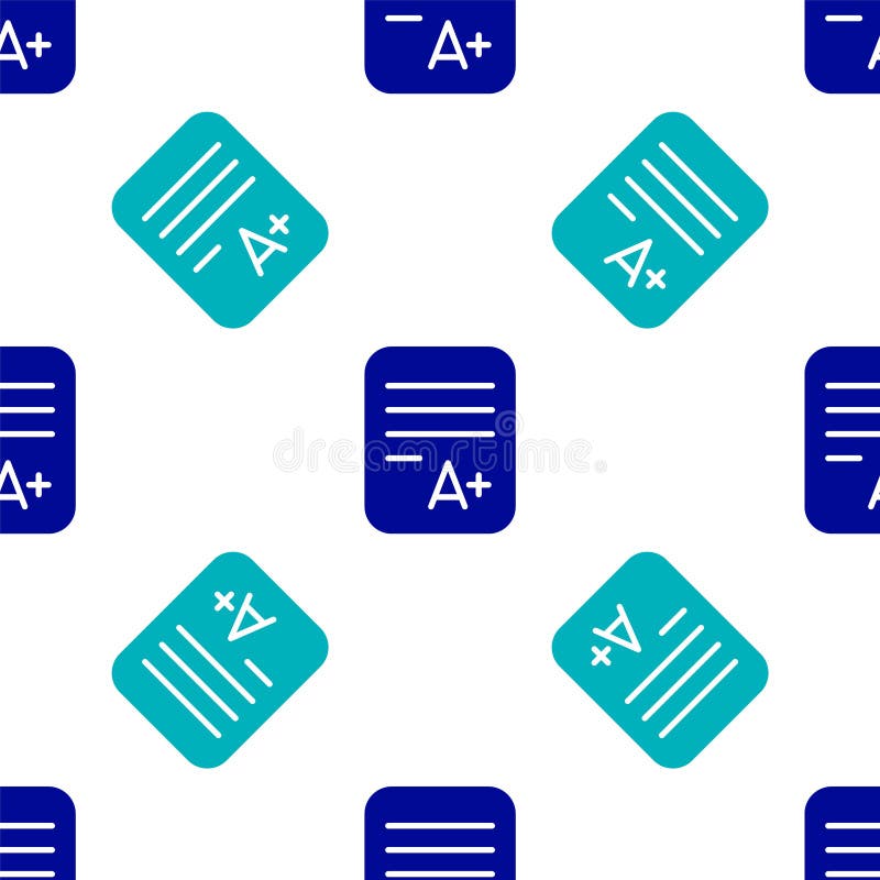Blue Exam Sheet with a Plus Grade Icon Isolated on White Background ...