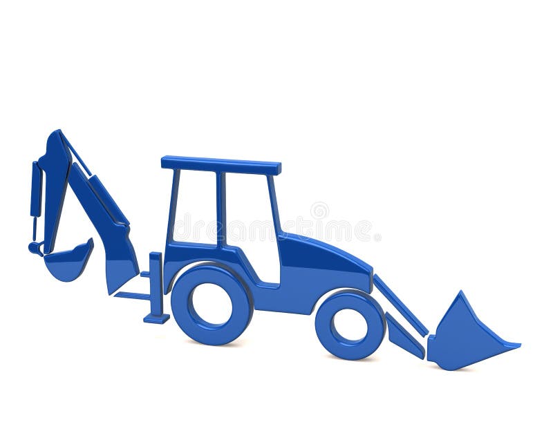 Excavator Blue Project In Five Orthogonal Views Stock Vector ...