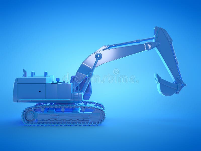 A blue excavator stock illustration. Illustration of industry - 165077362