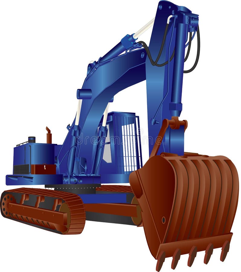 Blue Excavator stock vector. Illustration of machinery - 72946517