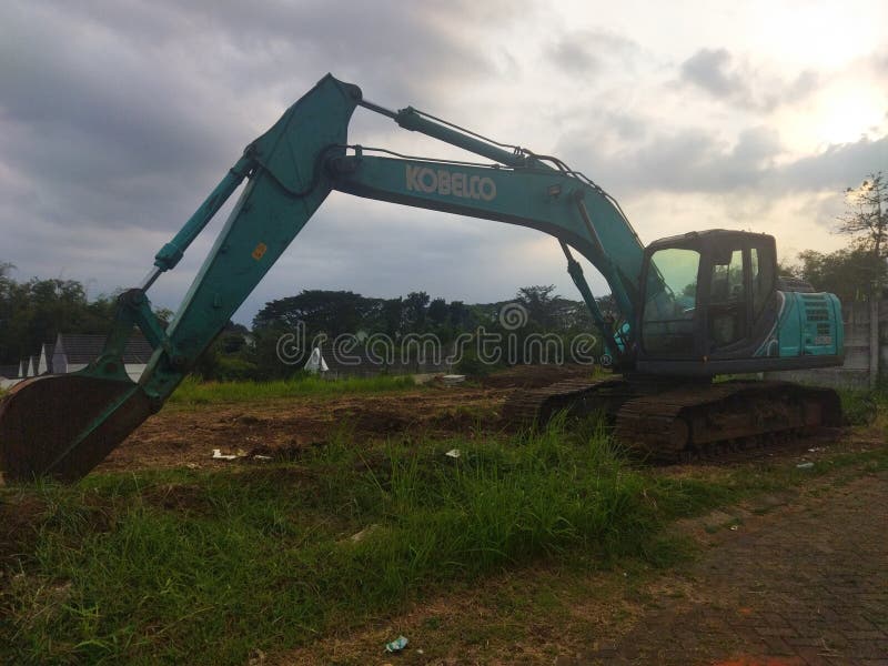 The Blue Excavator is Ready To Level the Ground Editorial Stock Photo ...