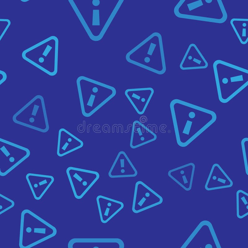 Blue Exclamation Mark in Triangle Icon Isolated Seamless Pattern on ...