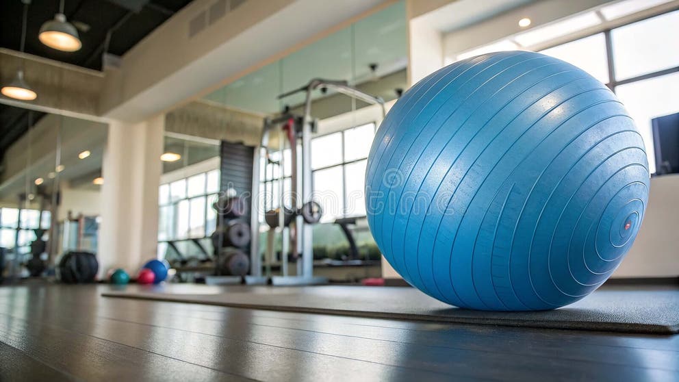 A Blue Exercise Ball in a Modern Gym Setting Stock Illustration ...