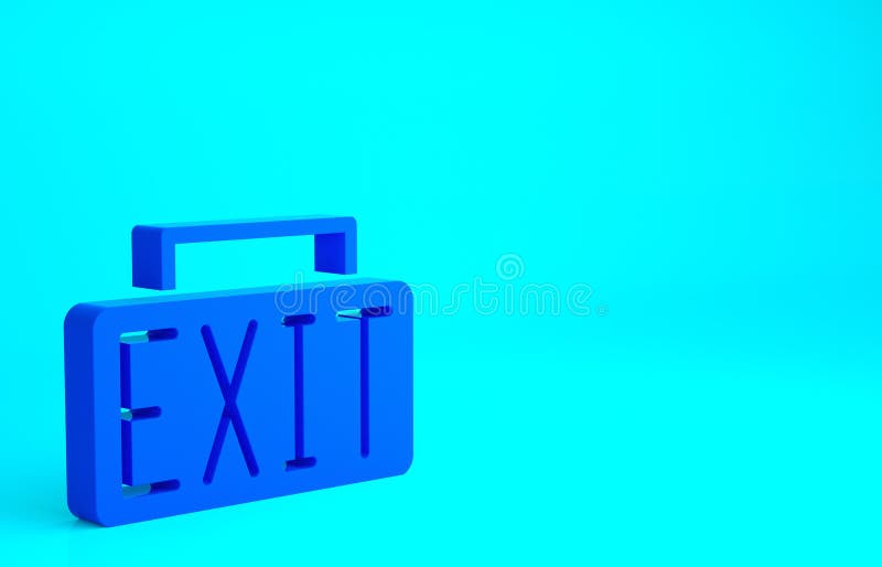 Blue Exit Icon Isolated on Blue Background. Fire Emergency Icon ...