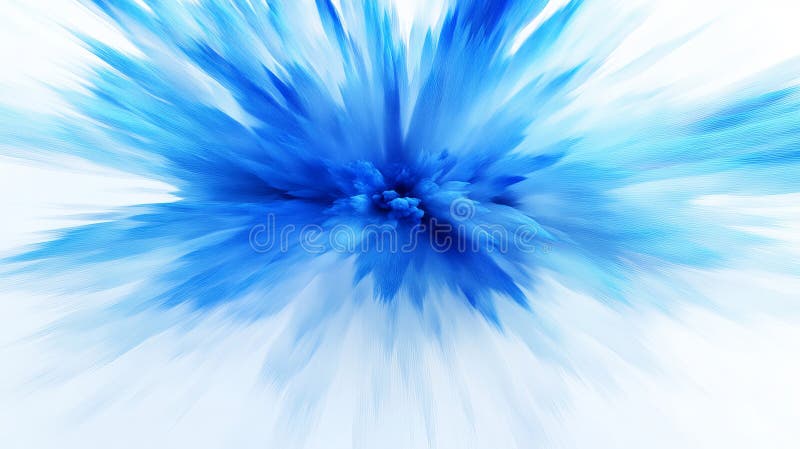 Blue Explosion of Color on White Background, Abstract Art Concept Stock ...